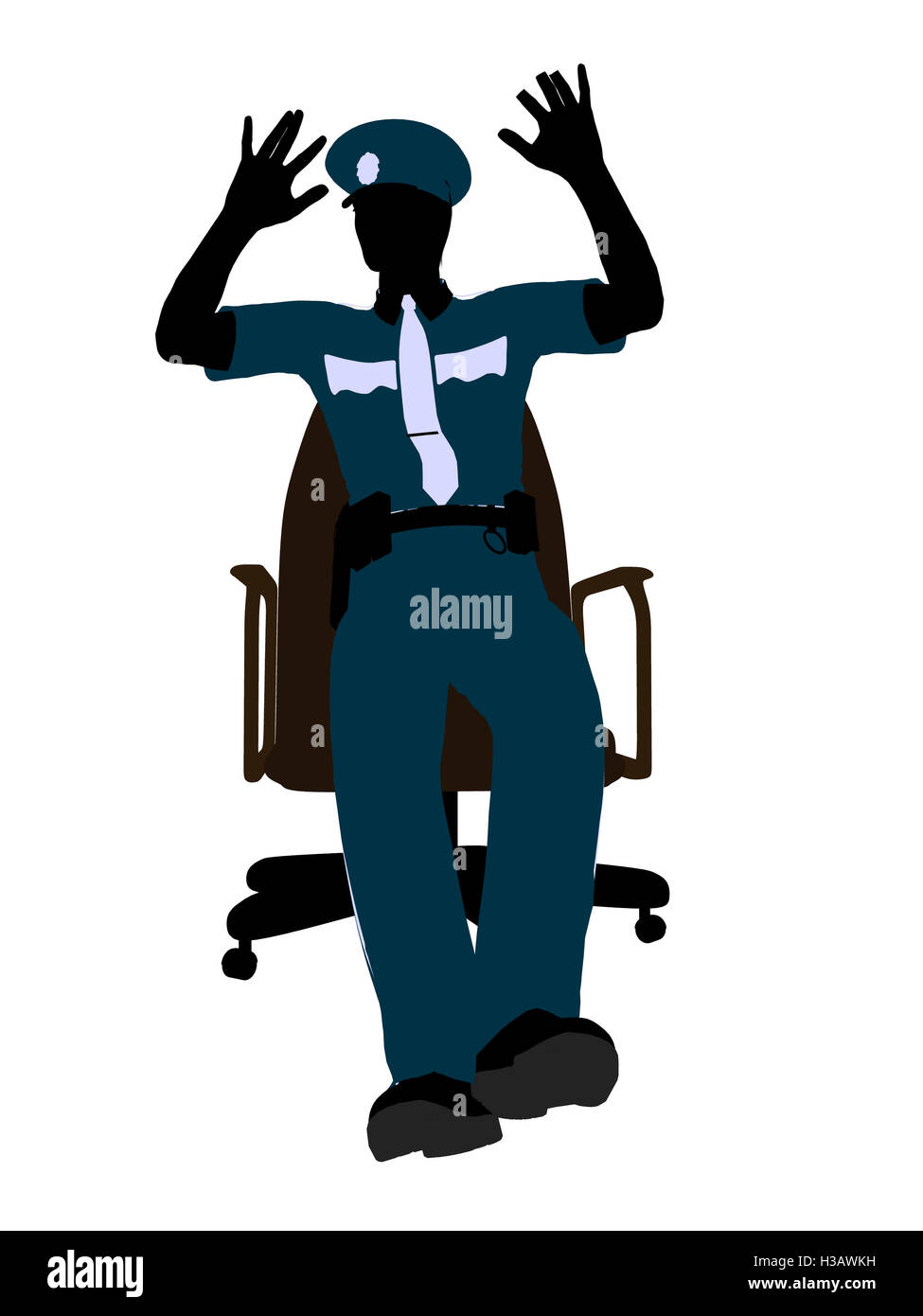 Male Police Officer Sitting In A Chair Illustration Silhouette Stock ...