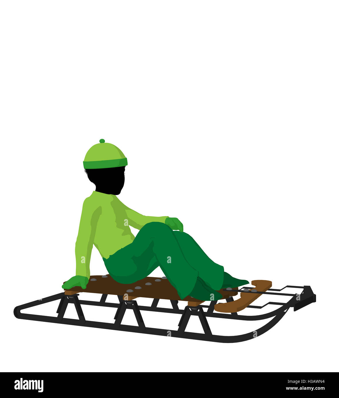 Boy on a sledge Cut Out Stock Images & Pictures - Alamy