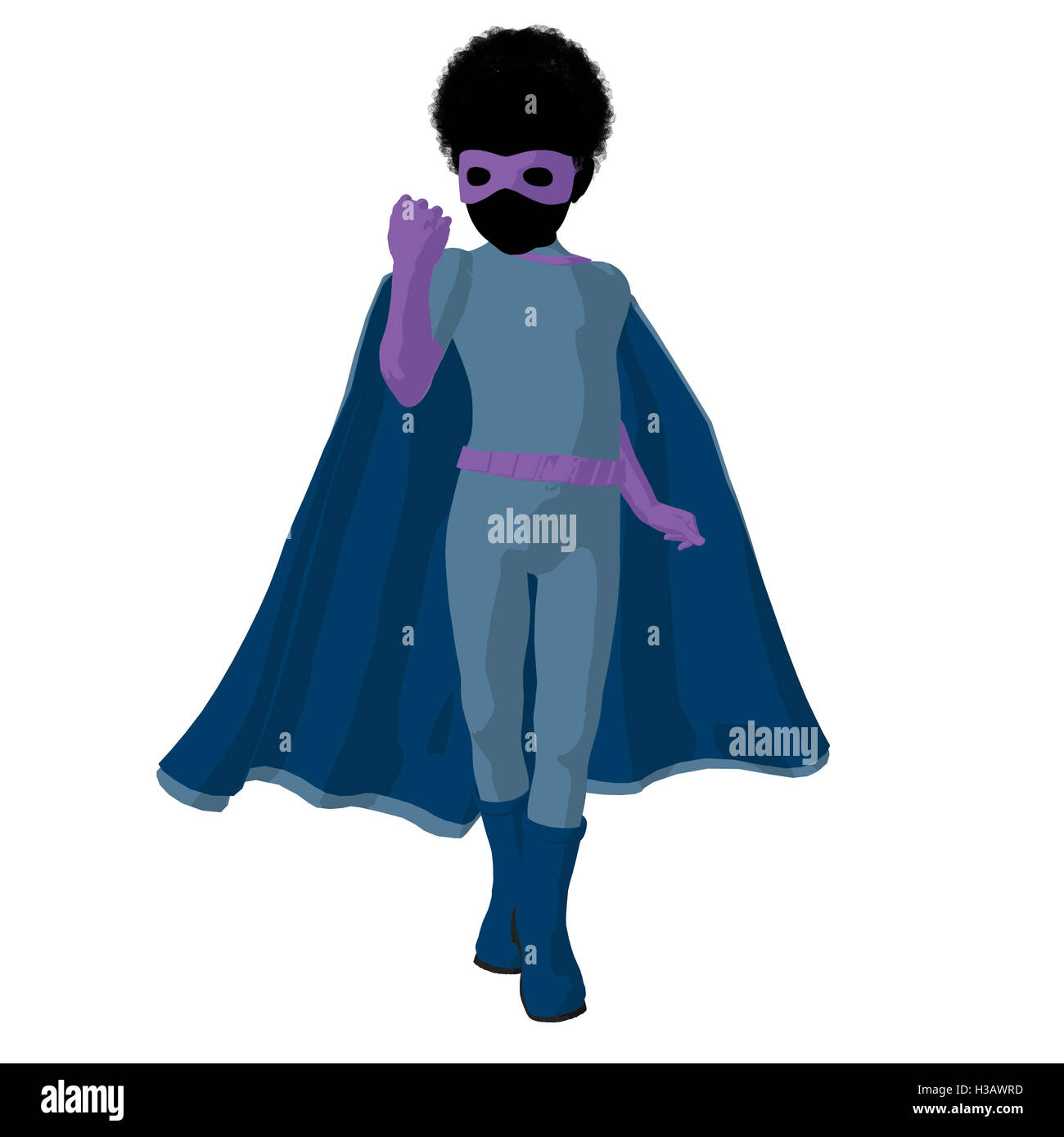 African American Super Hero Boyl Illustration Silhouette Stock Photo ...
