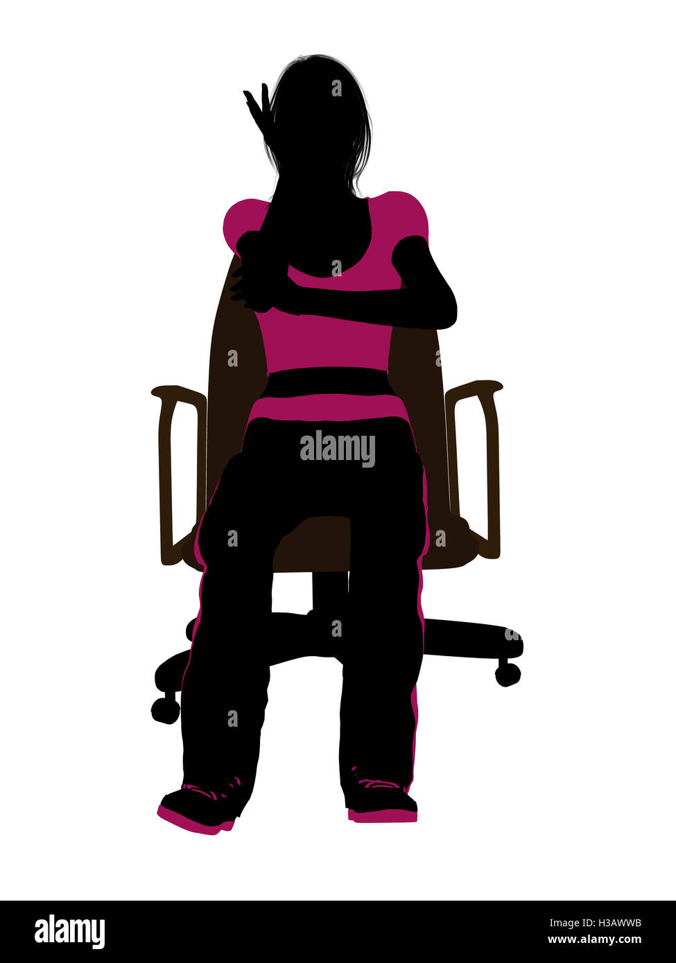 Female Workout Sitting On A Chair Silhouette Stock Photo - Alamy