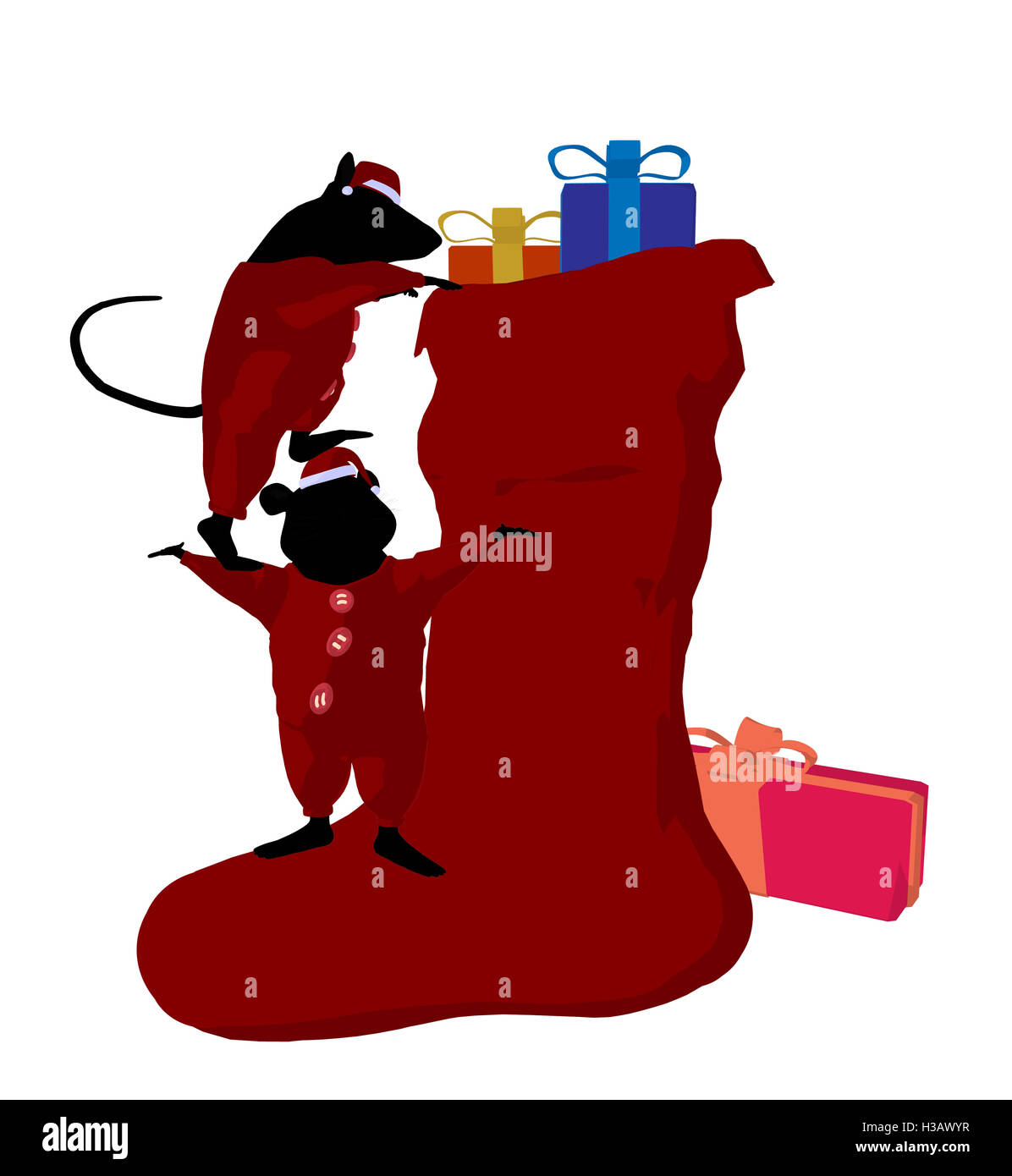 Christmas Mice Art Illustration Stock Photo - Alamy