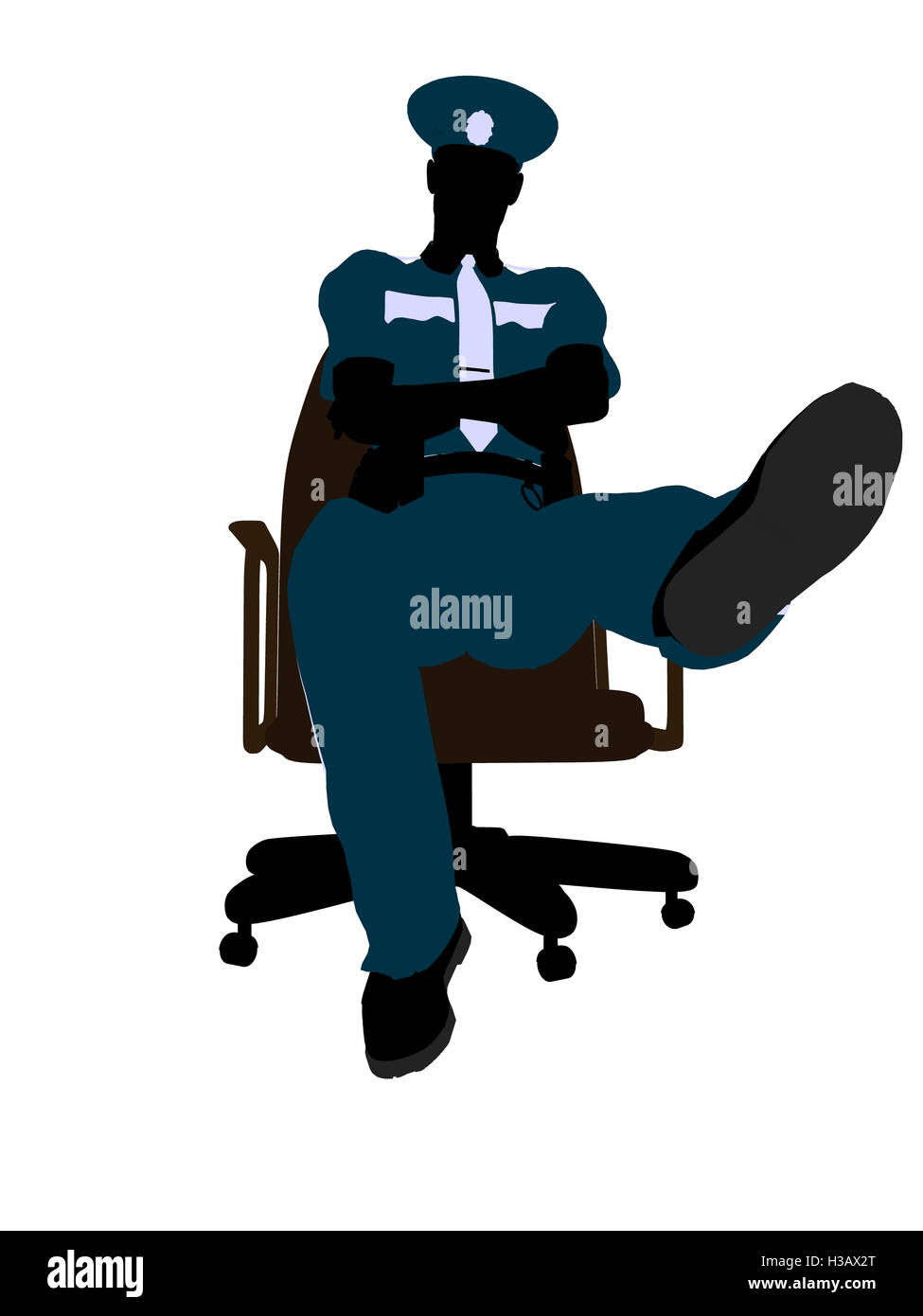 Male Police Officer Sitting In A Chair Illustration Silhouette Stock ...