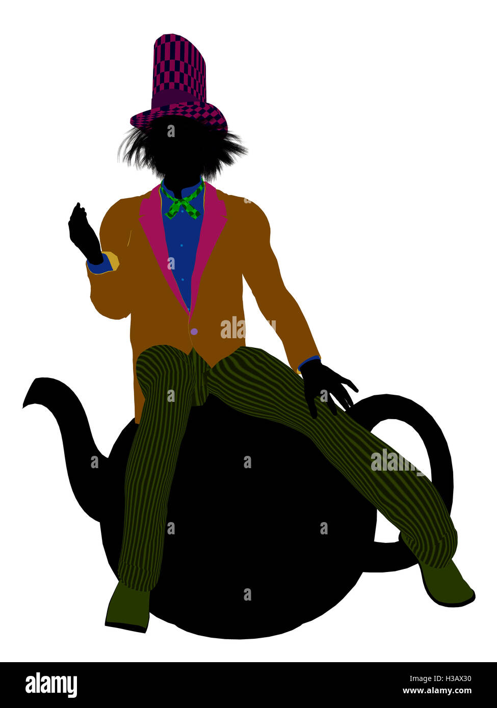 MadHatter Silhouette Illustration Stock Photo - Alamy