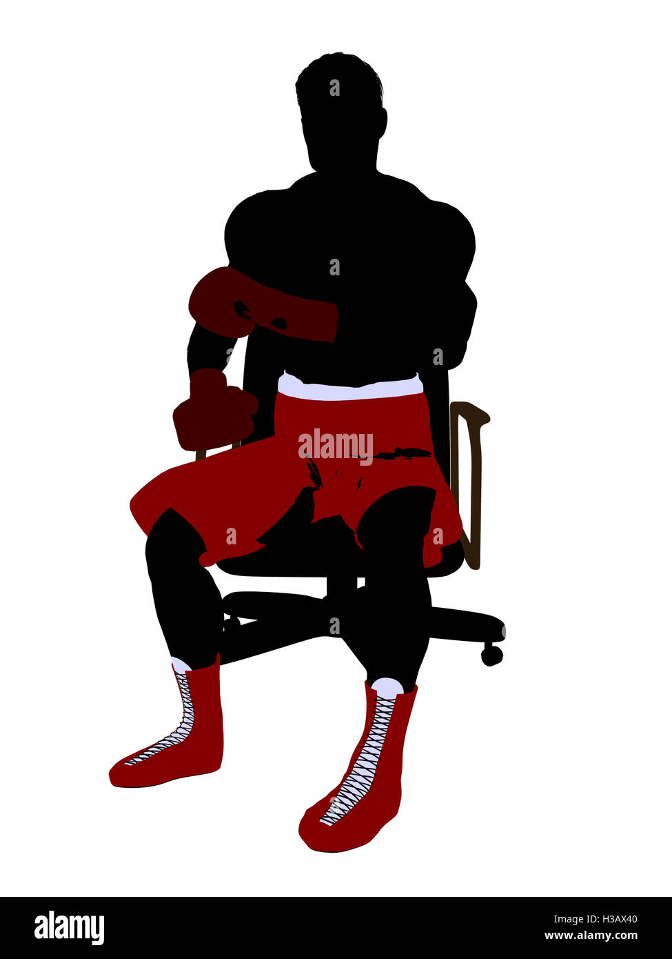 Male Boxer Sitting On A Chair Illustration Silhouette Stock Photo - Alamy