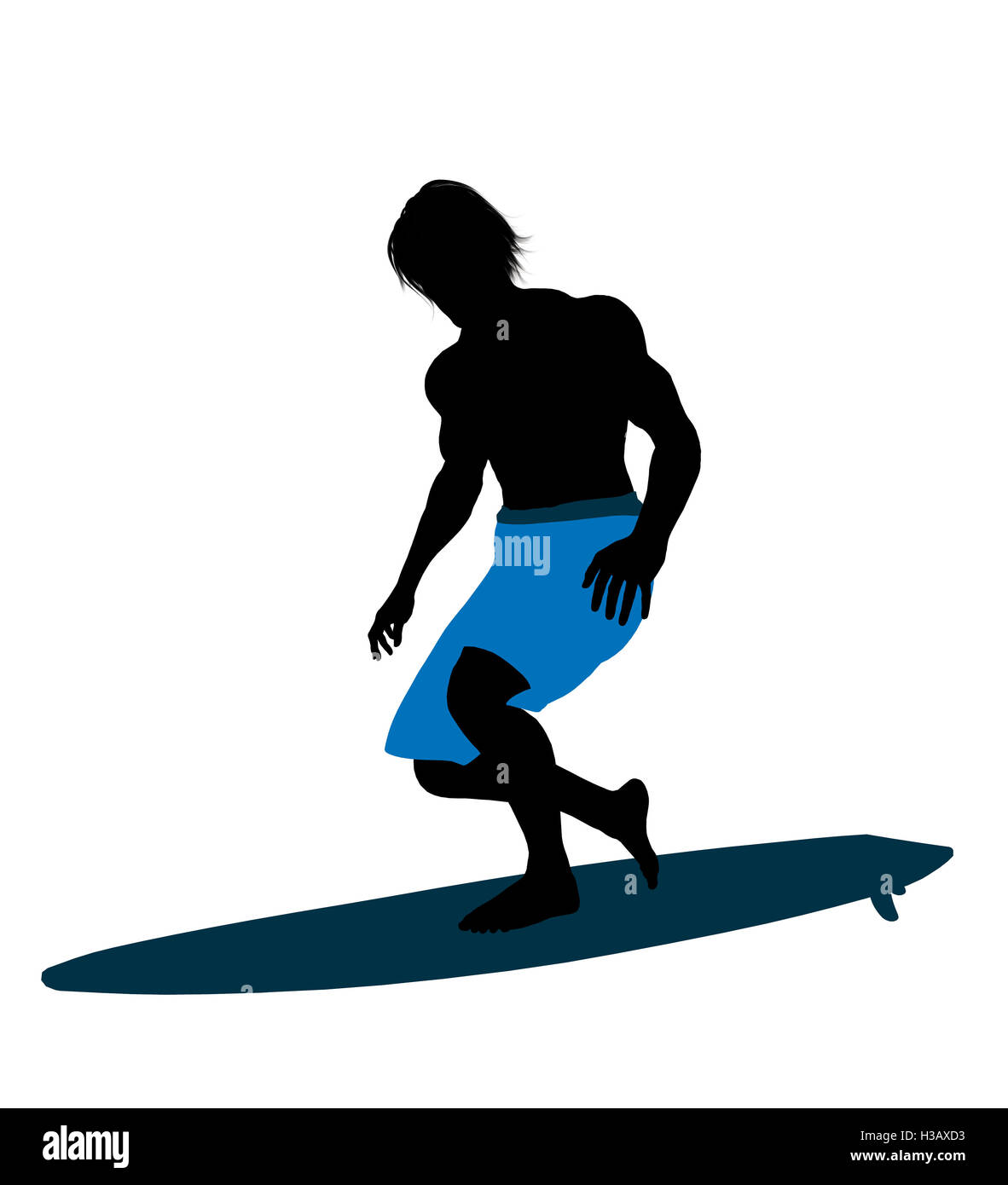 Surfer Silhouette Illustration Stock Photo - Alamy