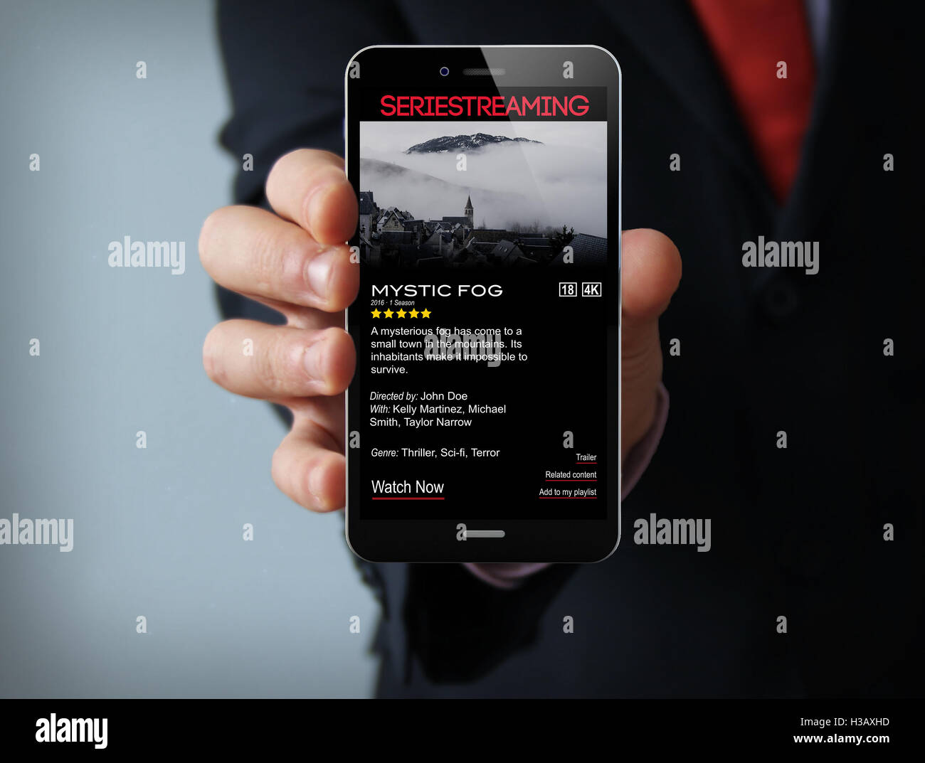 new technologies streaming concept: businessman hand holding a 3d ...