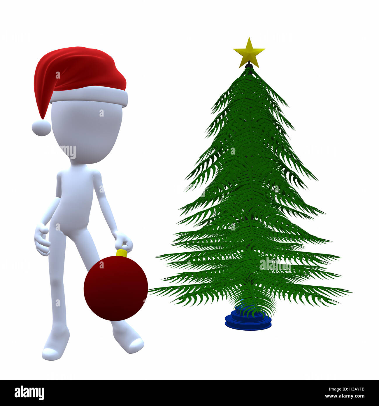 3D Christmas Guy With A Christmas Tree Stock Photo - Alamy