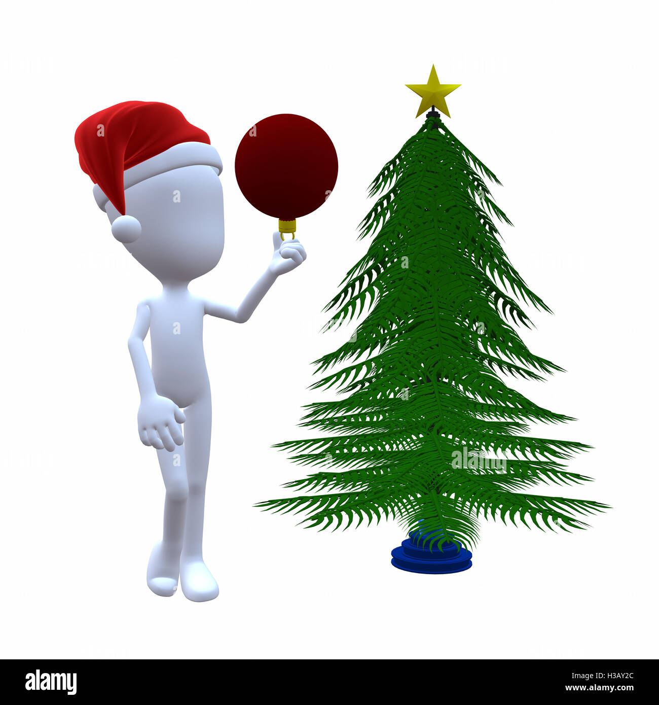3D Christmas Guy With A Christmas Tree Stock Photo - Alamy