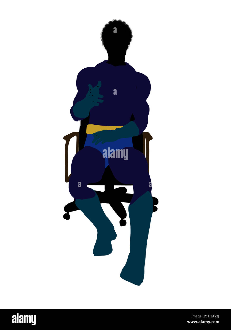 African American Male Super Hero Sitting On A Chair Illustration ...