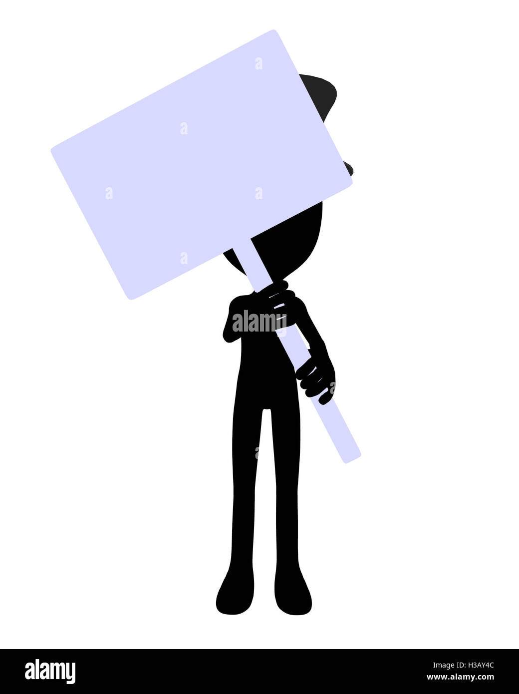 Cute Black Silhouette Top Hat Guy Holding A Blank Sign Stock Photo - Alamy