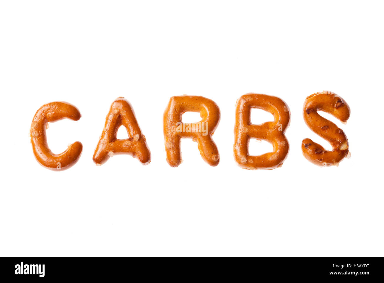 Alphabet pretzel written word CARBS isolated Stock Photo - Alamy