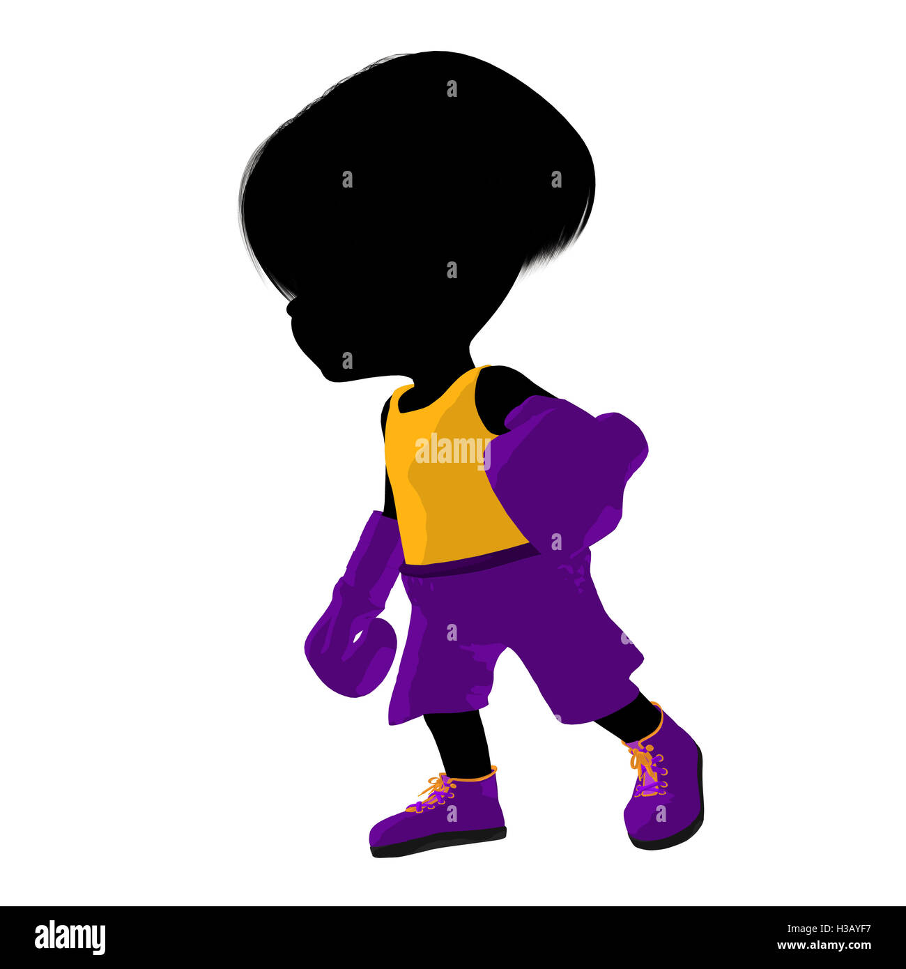Little Boxer Girl Illustration Silhouette Stock Photo - Alamy