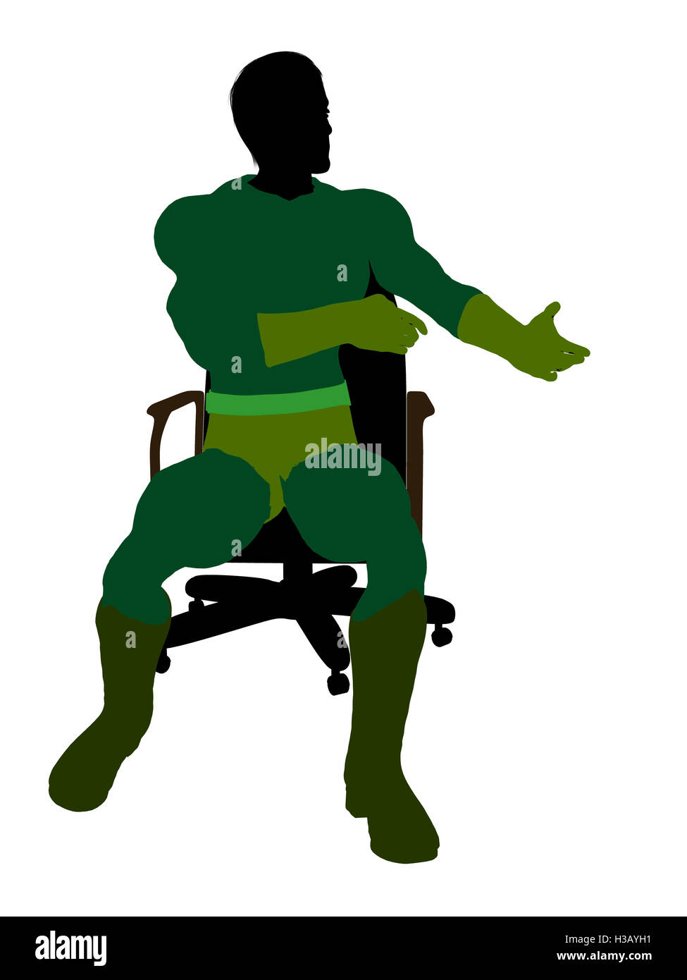 Male Super Hero Sitting On A Chair Illustration Silhouette Stock Photo ...