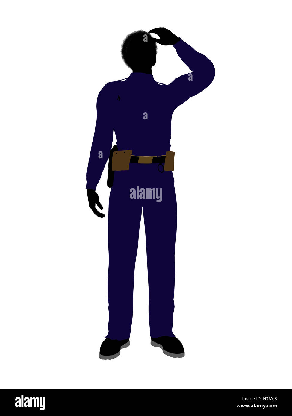 African American Male Police Officer Art Illustration Silhouette Stock ...