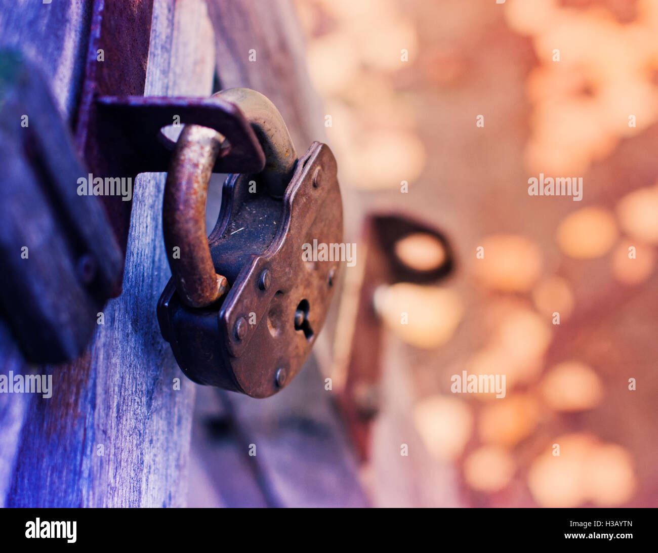 Lock on Fence for Security Stock Photo - Alamy