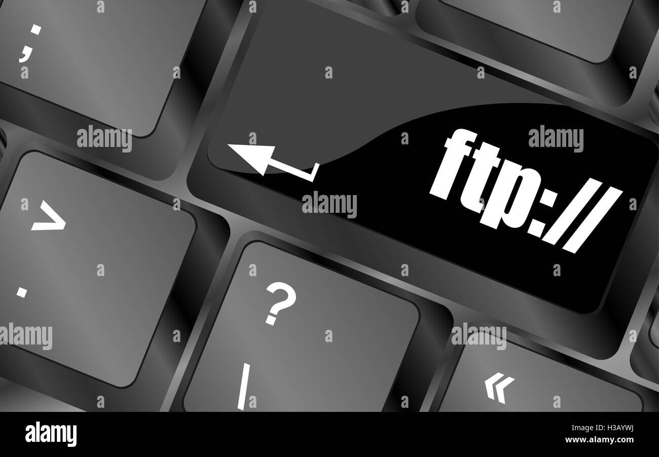 Computer keyboard with ftp key, technology background Stock Photo - Alamy