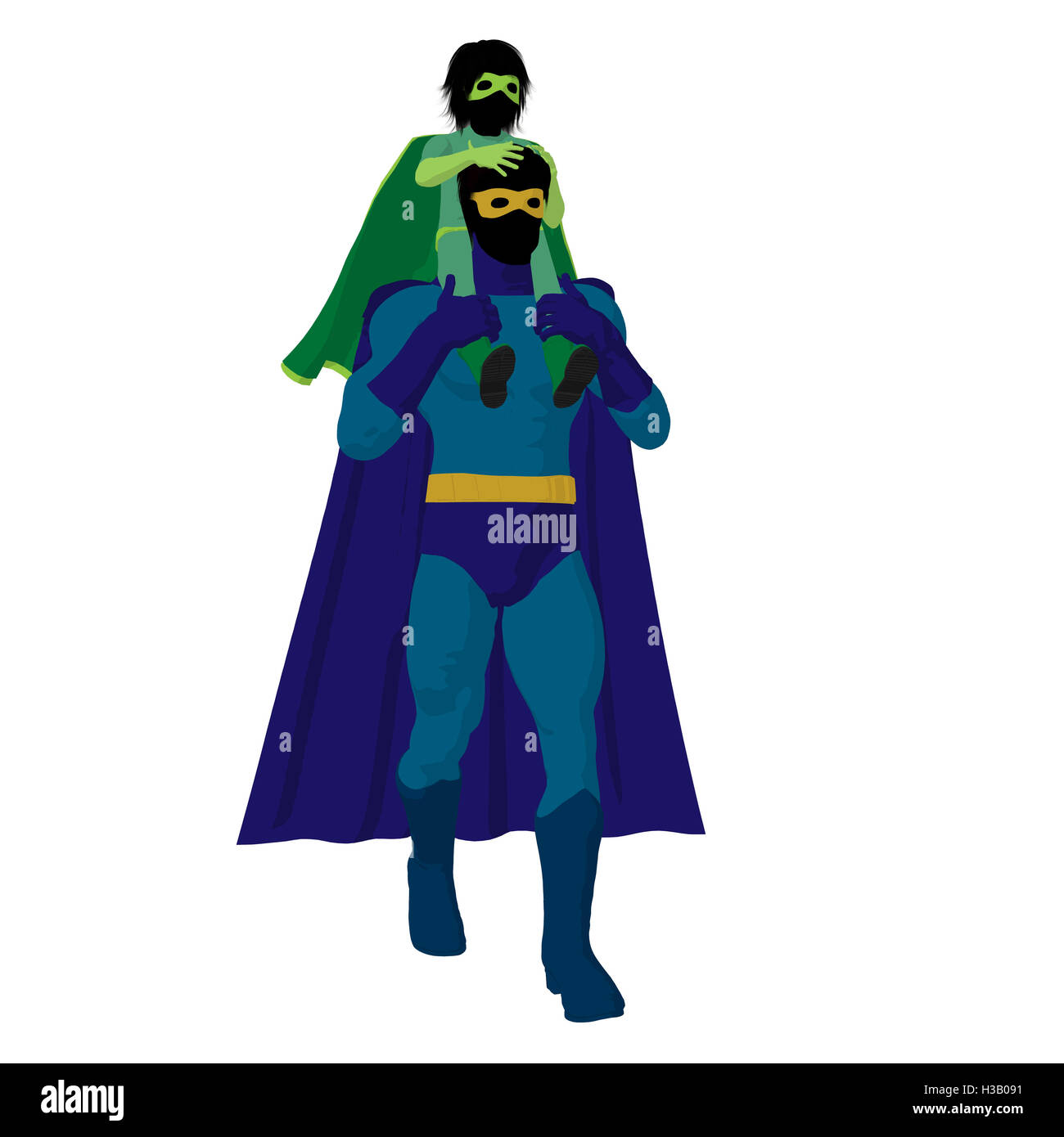 Super Hero Dad Illustration Silhouette Stock Photo - Alamy