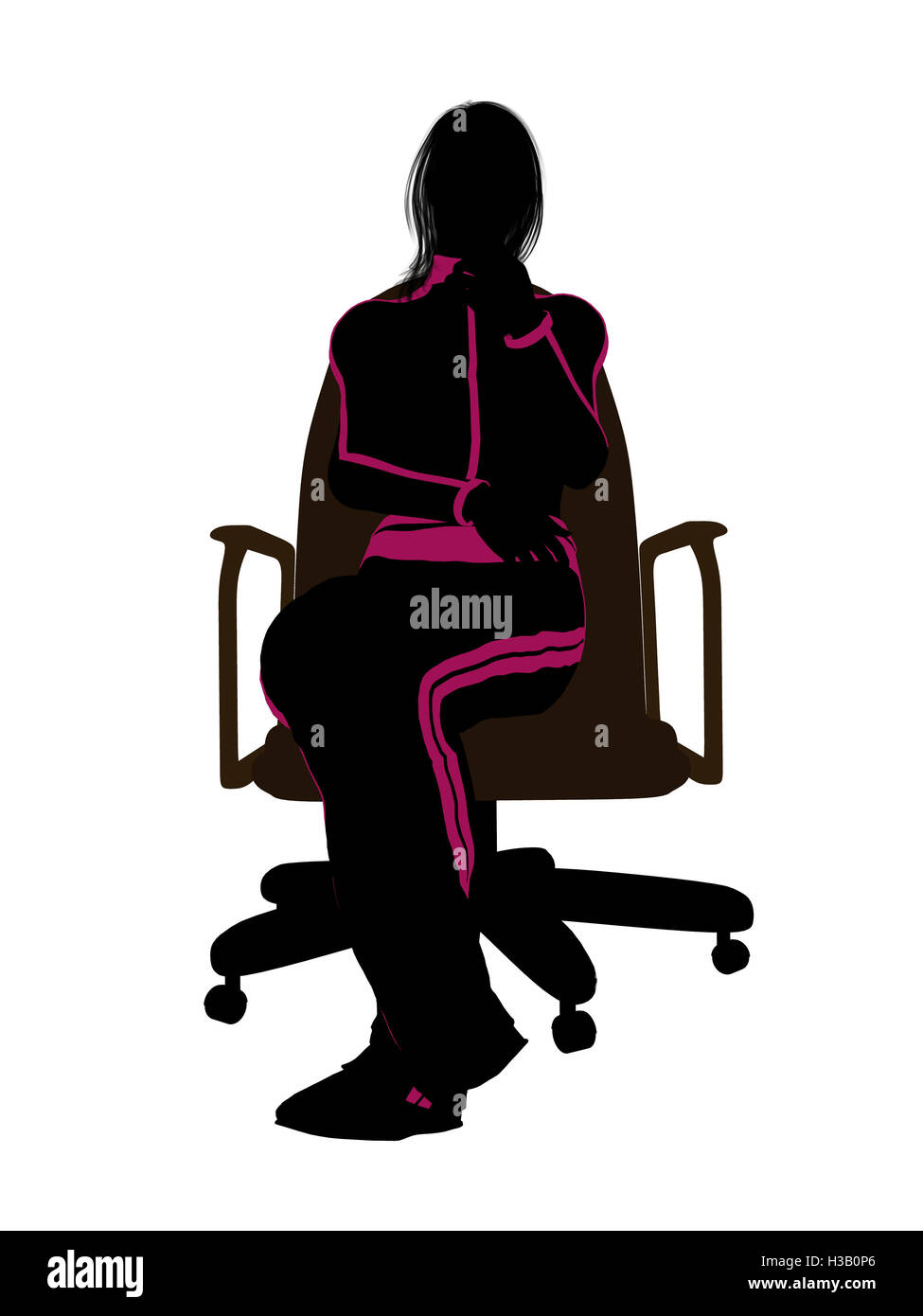 Female Workout Sitting On A Chair Silhouette Stock Photo - Alamy