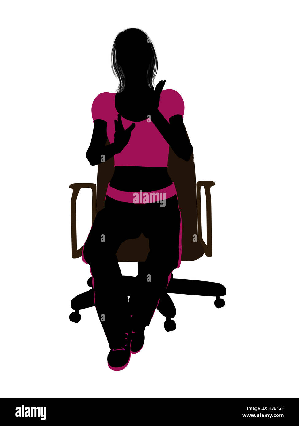Female Workout Sitting On A Chair Silhouette Stock Photo - Alamy