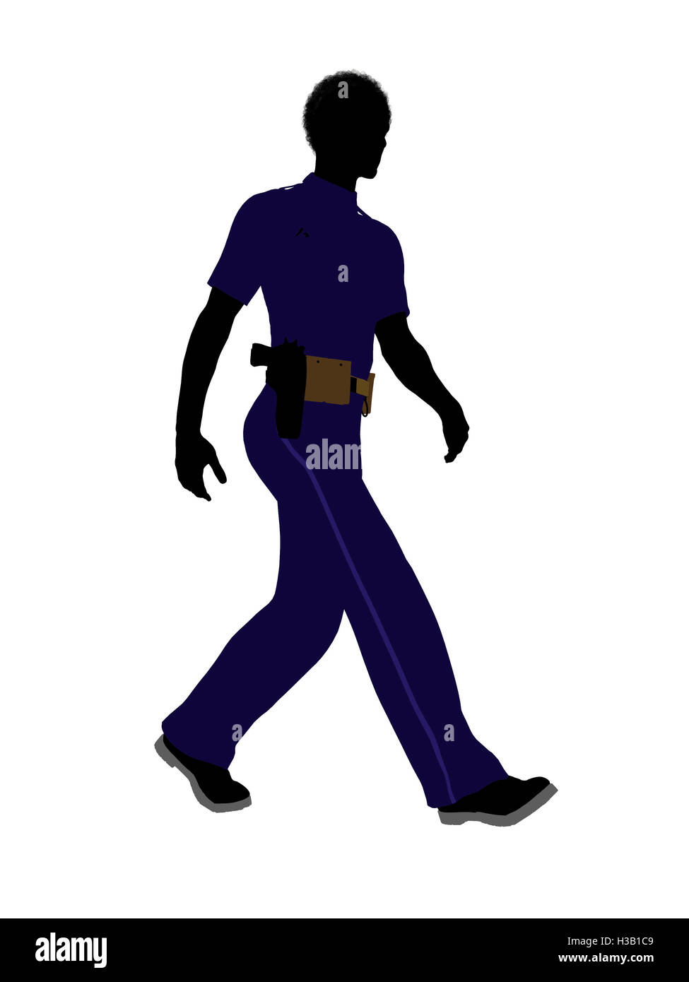 African American Male Police Officer Art Illustration Silhouette Stock ...