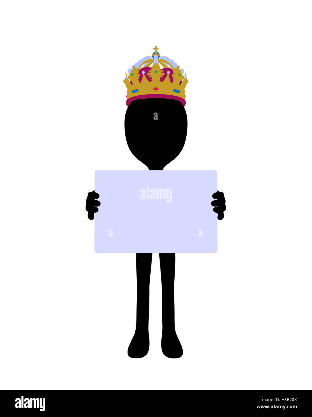 Cute Black Silhouette King Guy Holding a Blank Business Card Stock ...
