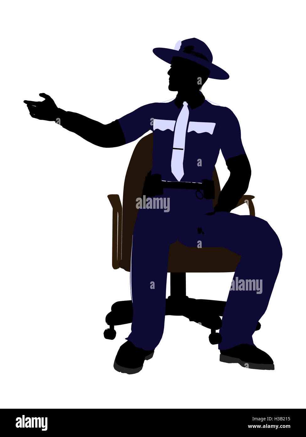 Male Police Officer Sitting In A Chair Illustration Silhouette Stock ...