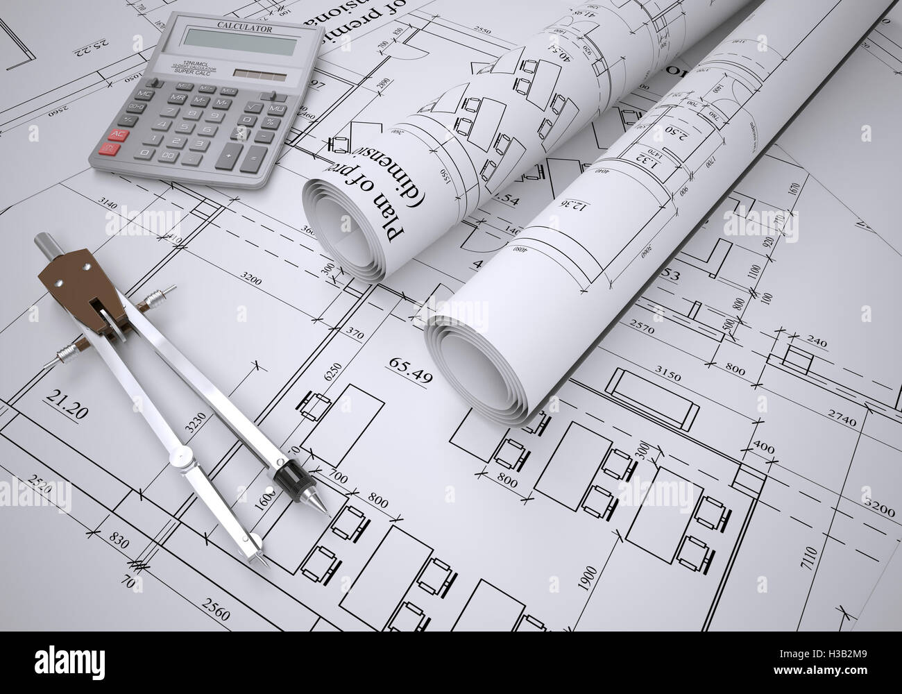 Scrolls of architectural drawings Stock Photo - Alamy
