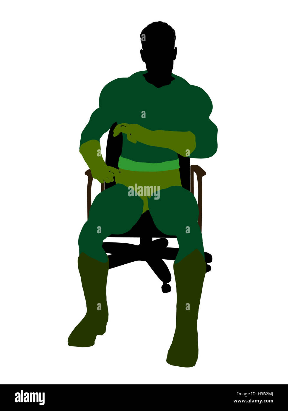 Male Super Hero Sitting On A Chair Illustration Silhouette Stock Photo ...