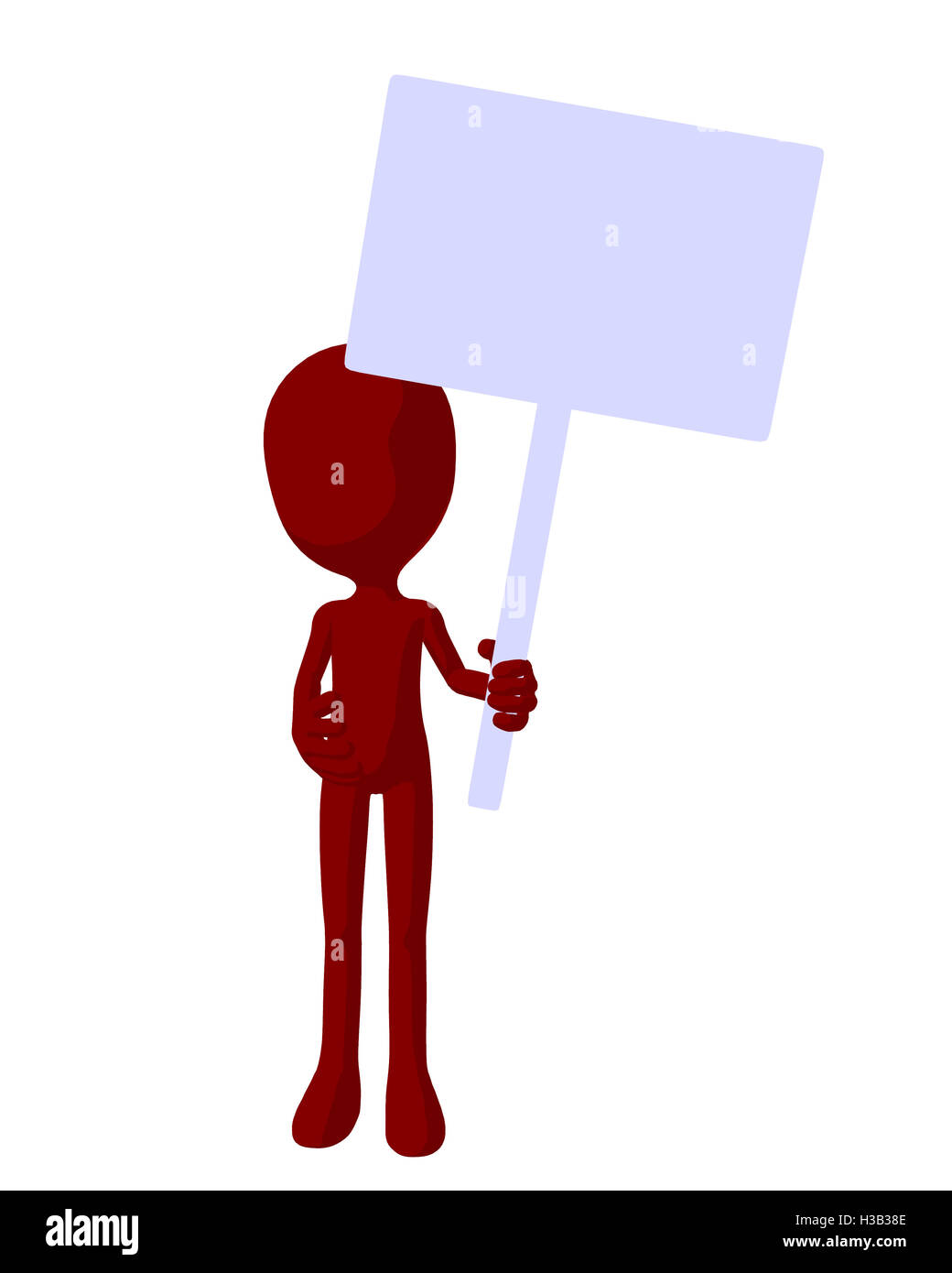 Cute Red Silhouette Guy Holding A Blank Sign Stock Photo - Alamy