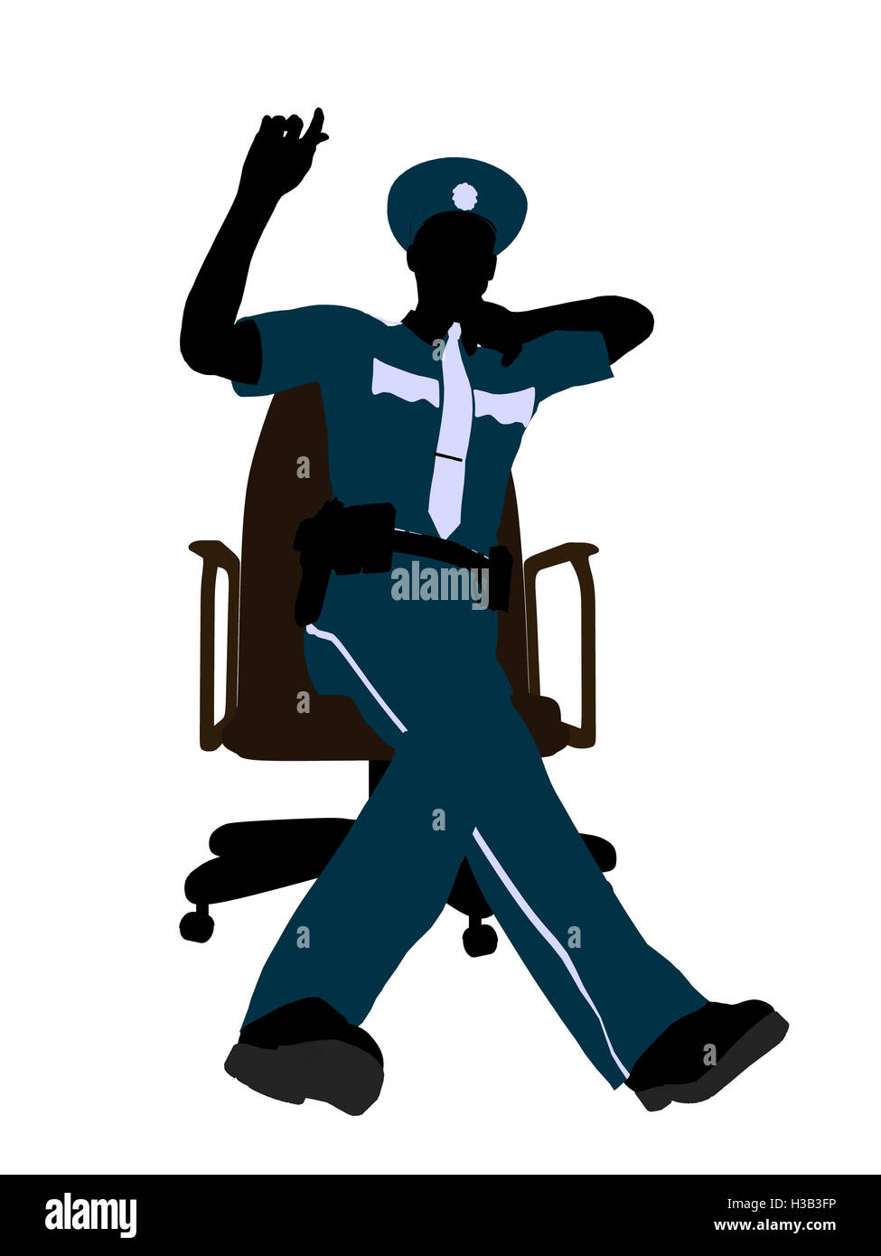 Male Police Officer Sitting In A Chair Illustration Silhouette Stock ...