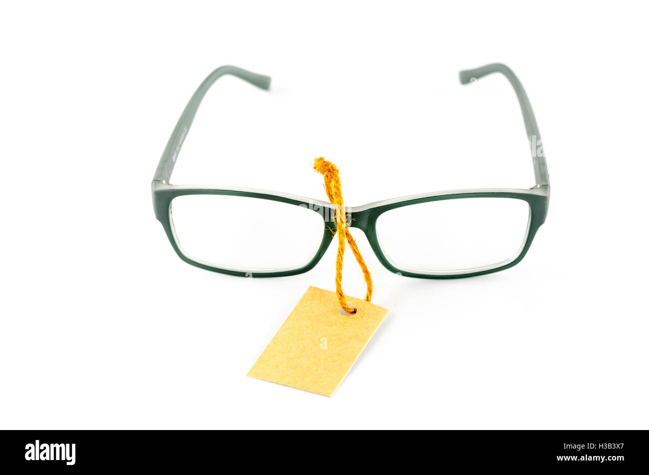glasses and cost tag Stock Photo - Alamy
