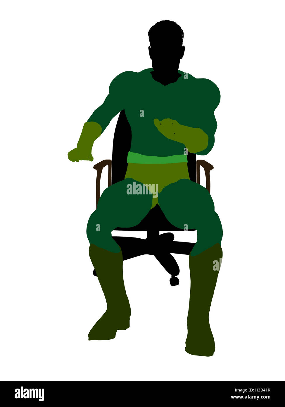 Male Super Hero Sitting On A Chair Illustration Silhouette Stock Photo ...
