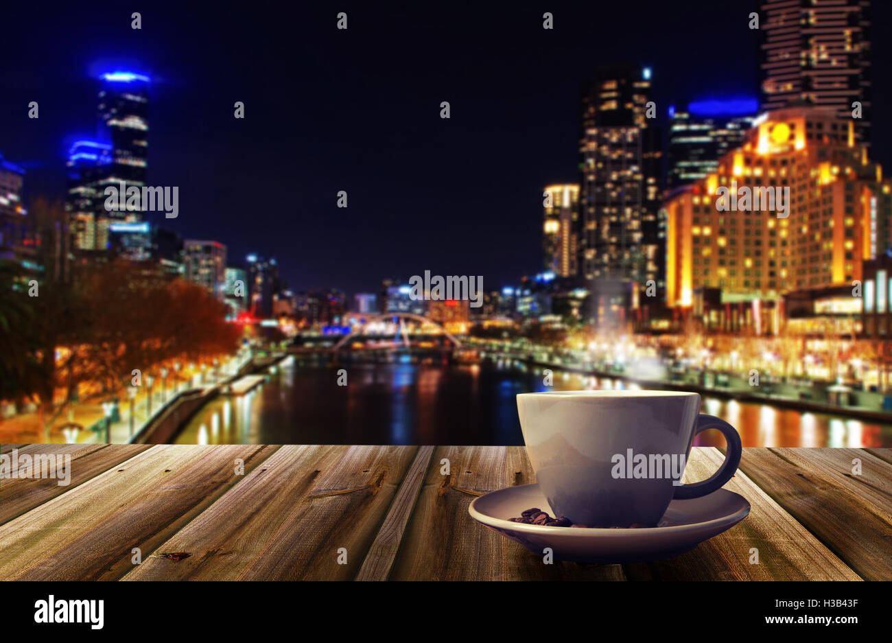 cup of coffee on the city background Stock Photo - Alamy