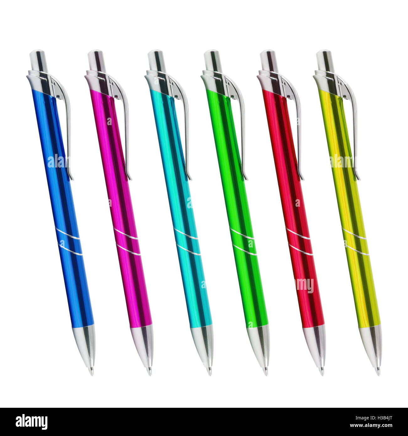 set of colorful pens on the white Stock Photo - Alamy