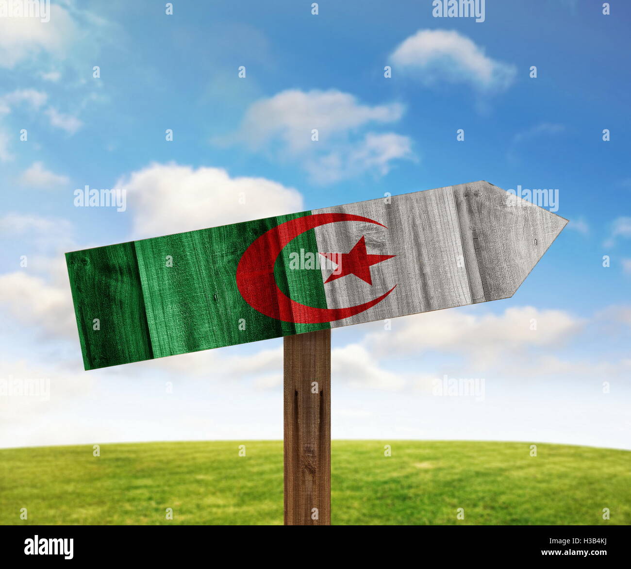 Algeria wooden direction sign on nature background Stock Photo - Alamy