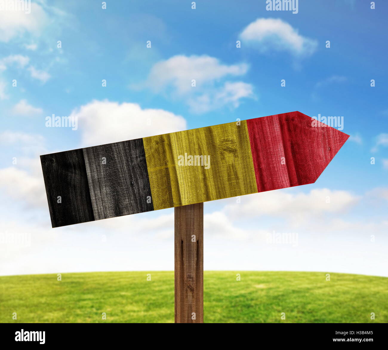 Belgium wooden direction sign on nature background Stock Photo - Alamy