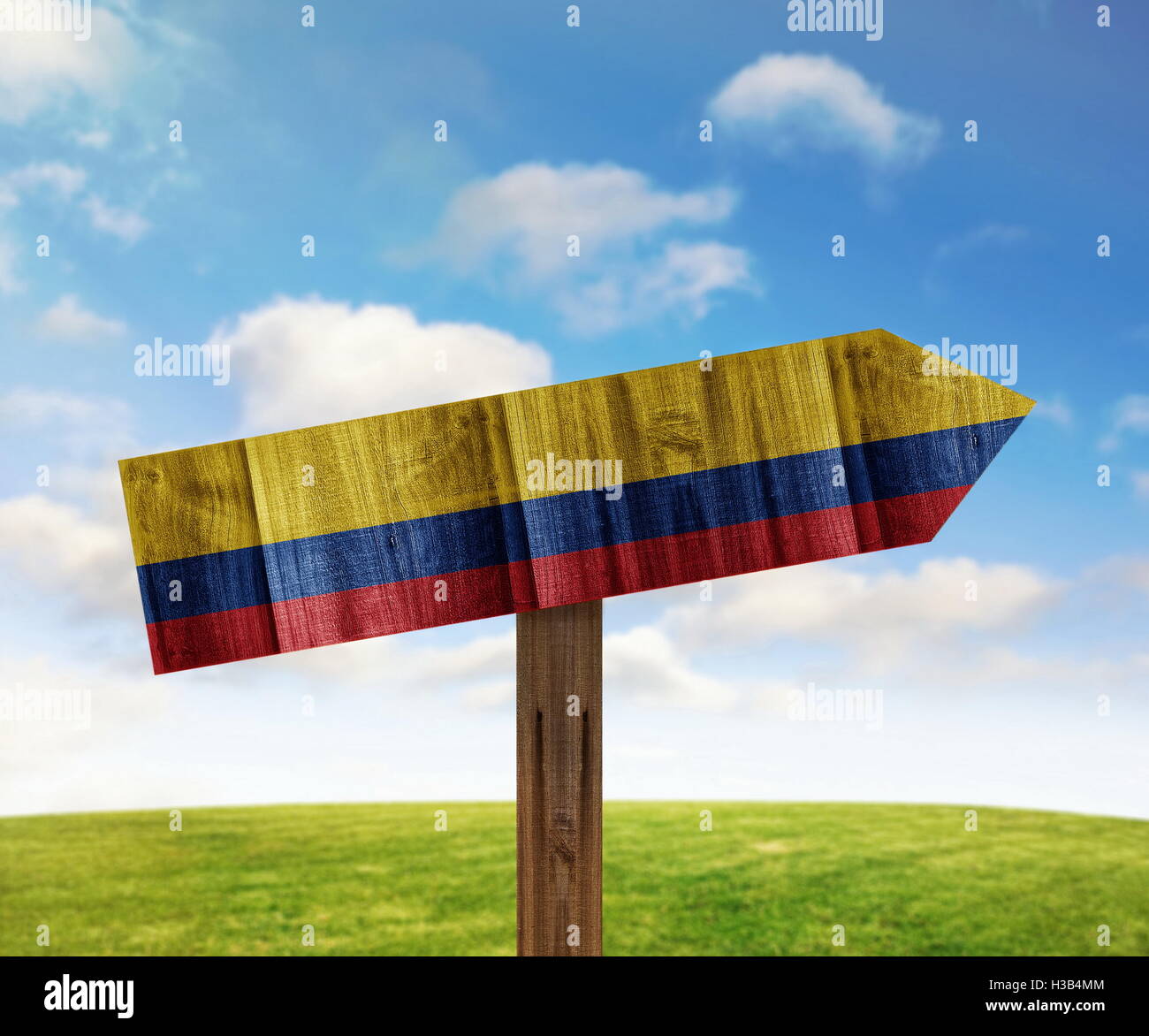 Colombia wooden direction sign on nature background Stock Photo - Alamy
