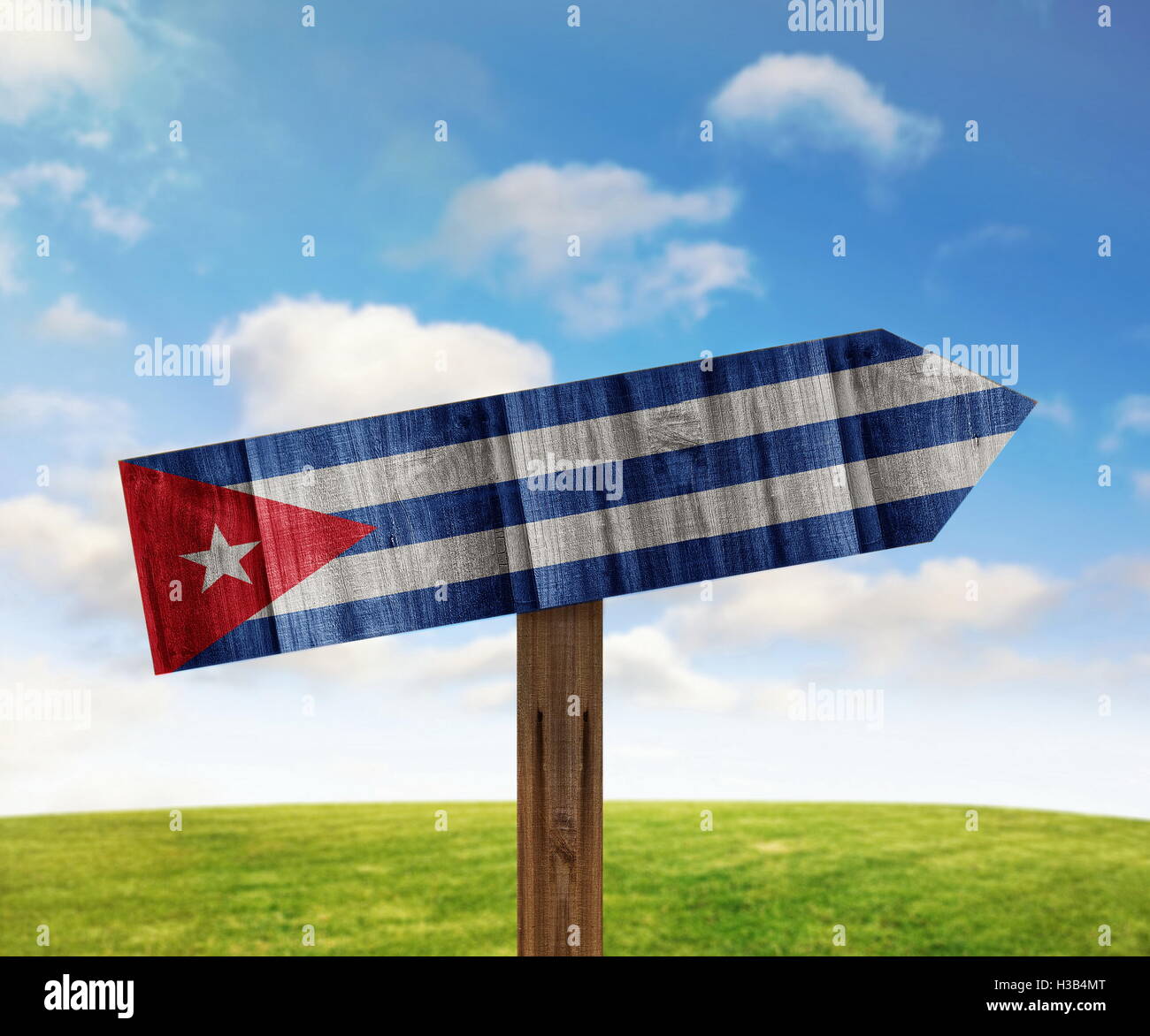 Cuba wooden direction sign on nature background Stock Photo - Alamy