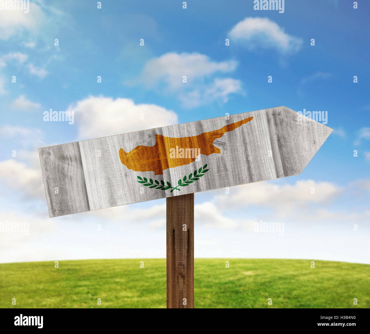 Cyprus wooden direction sign on nature background Stock Photo - Alamy