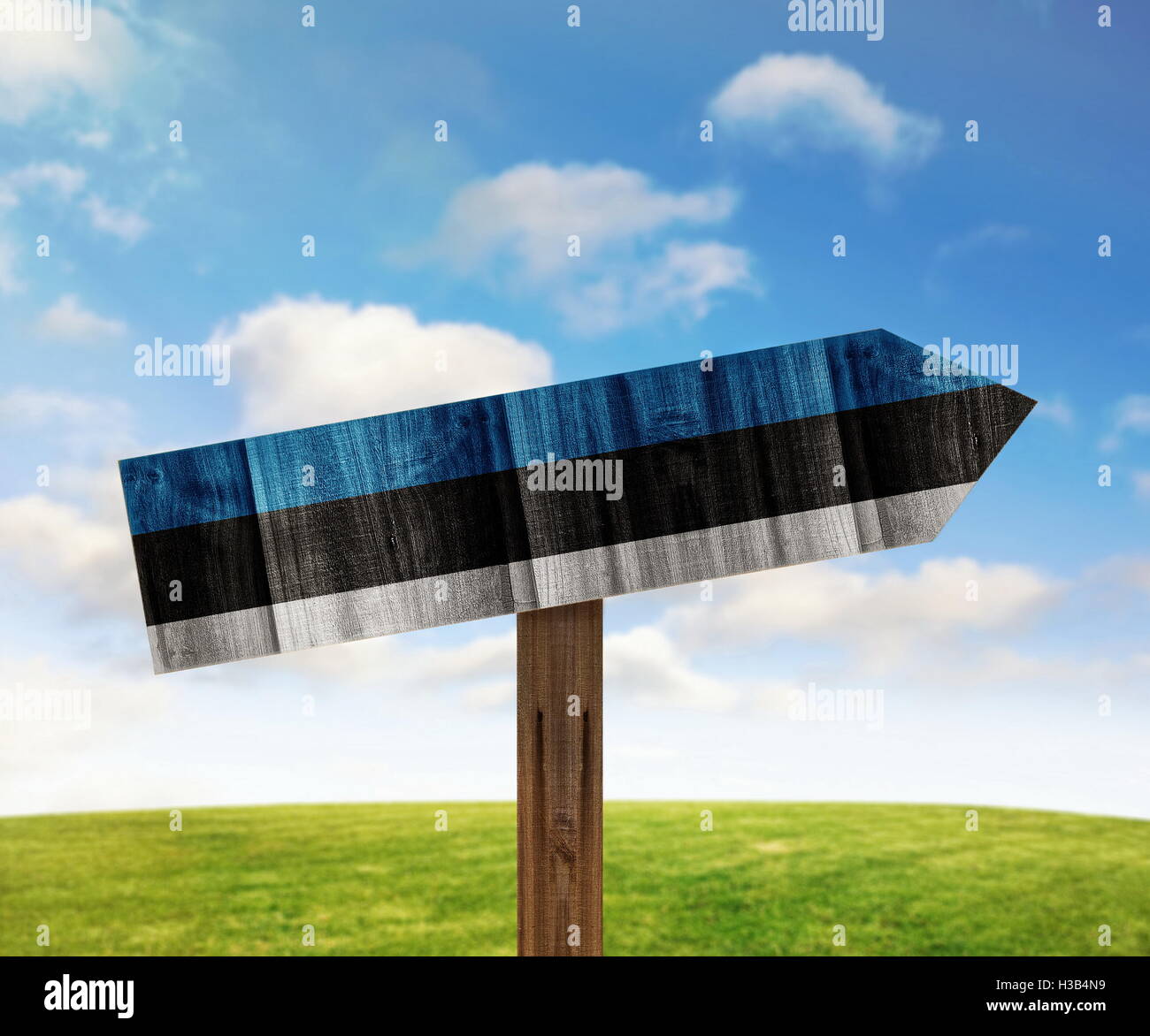 Estonia wooden direction sign on nature background Stock Photo - Alamy