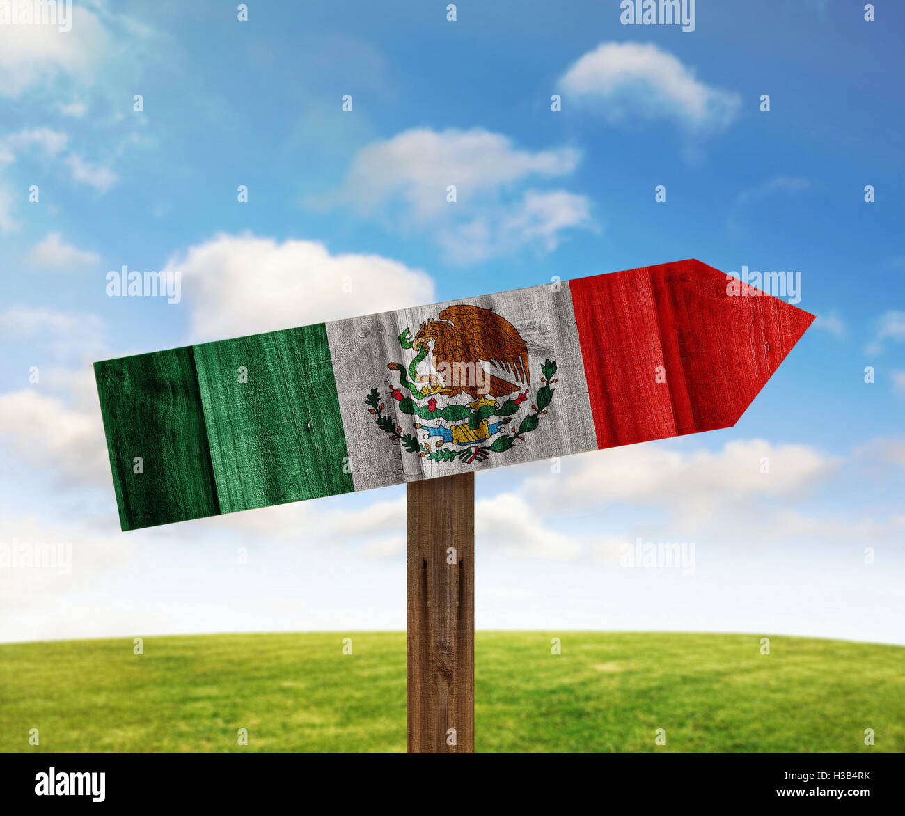 Mexico wooden direction sign on nature background Stock Photo - Alamy