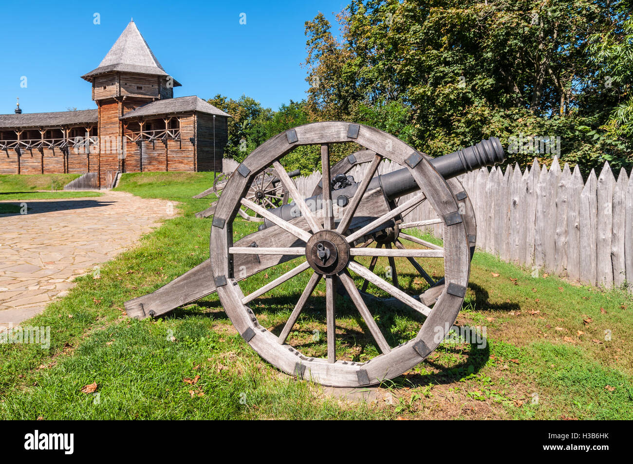 Old Cossack cannons installed on wooden carriages are still on duty in ...
