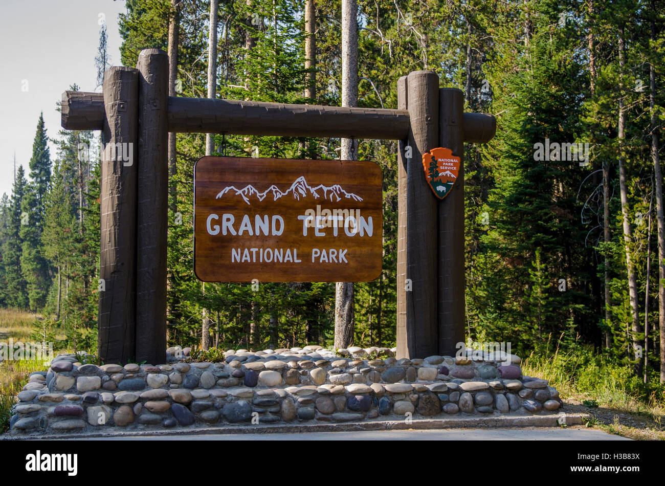 Grand Teton National Park Entrance Stock Photos & Grand Teton National ...