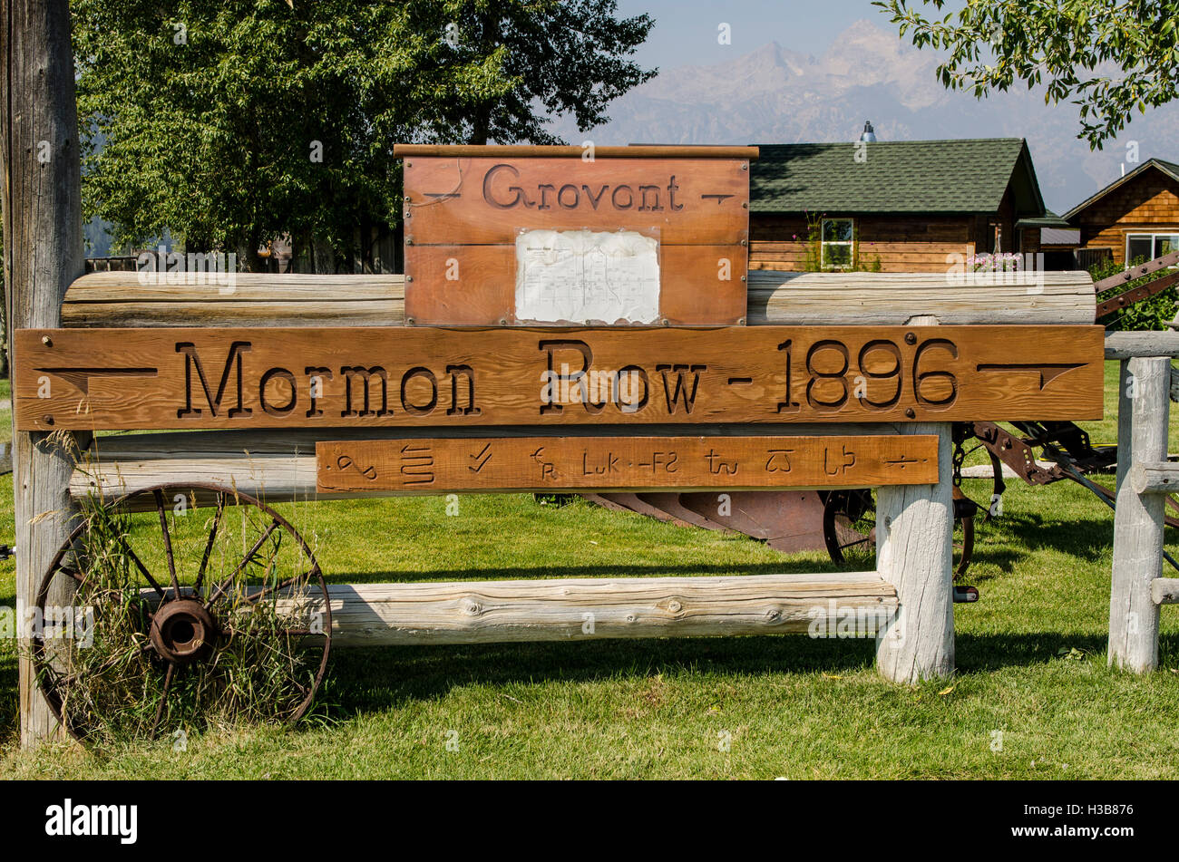 Historic Mormon Row sign community in Grand Teton National Park ...
