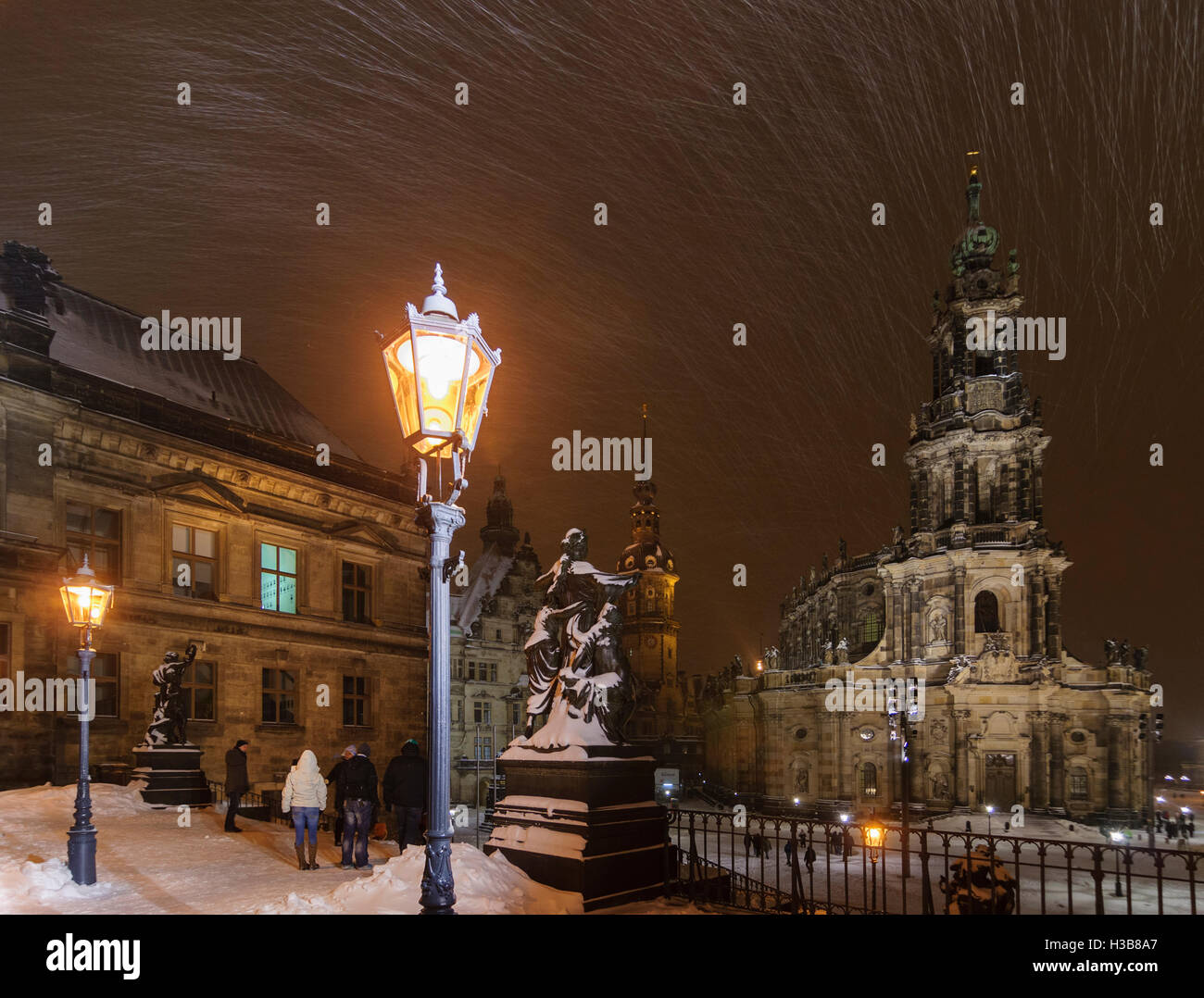 Dresden: View from the Brühl Terrace at Castle and Cathedral ...