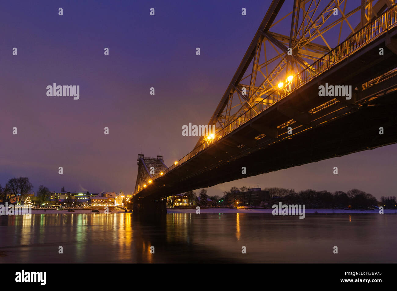 Blue wonder bridge over the elbe river at hi-res stock photography and ...