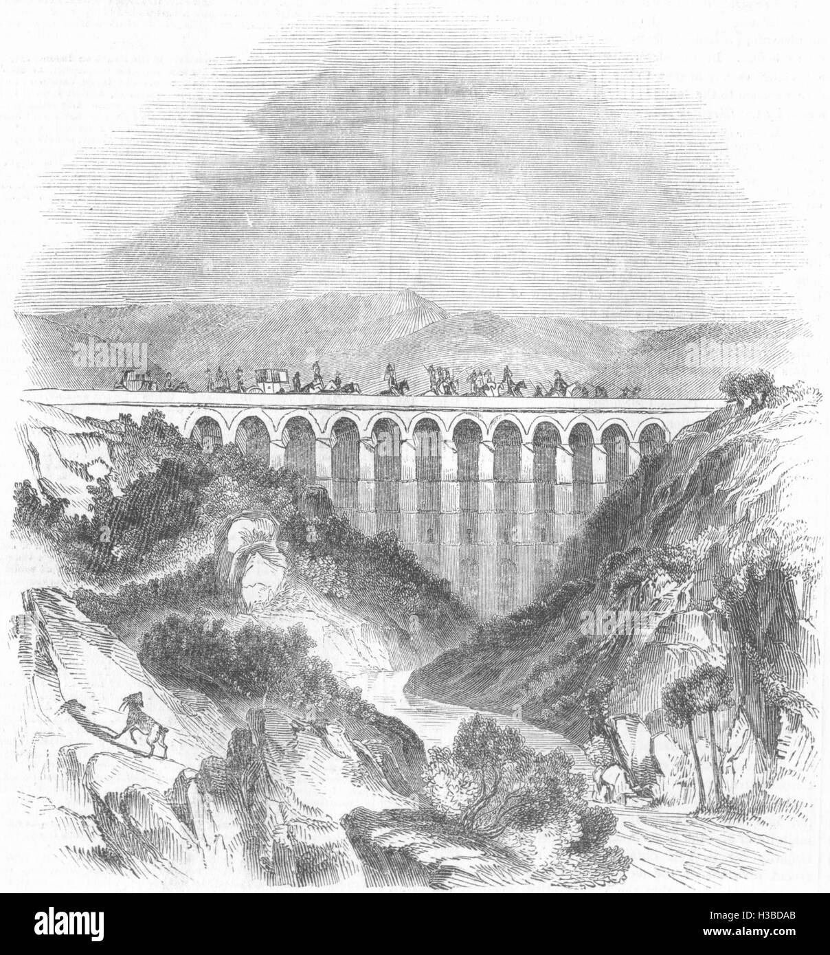 SPAIN Crossing Hannibal's bridge 1844. The Illustrated London News ...