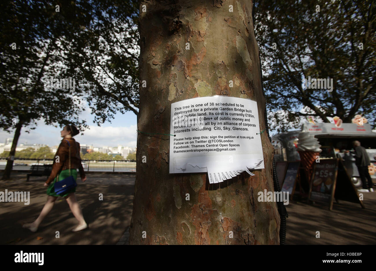 A notice produced by campaign group Thames Central Open Spaces (TCOS ...