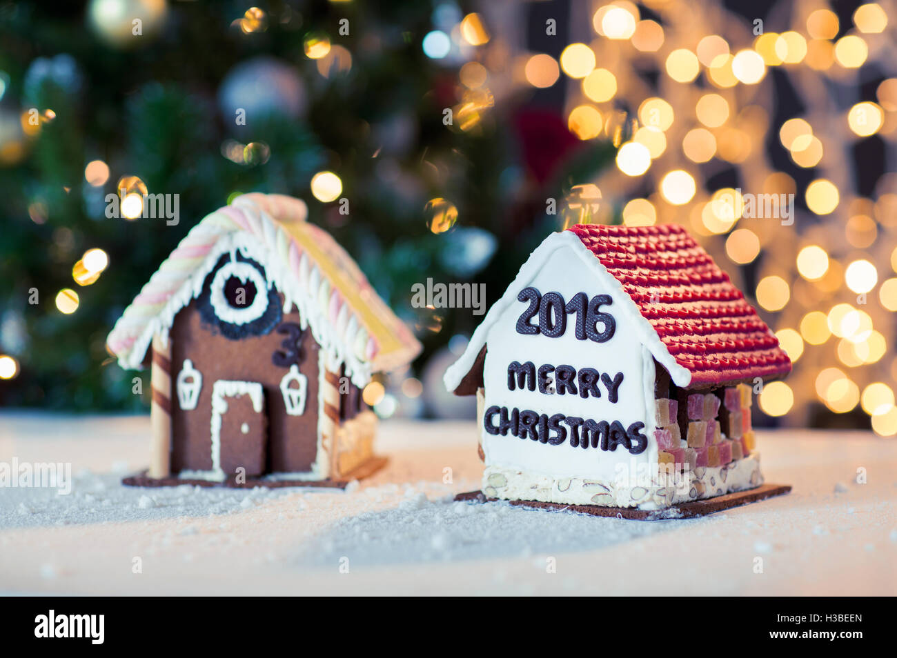 closeup of beautiful gingerbread houses at home Stock Photo - Alamy