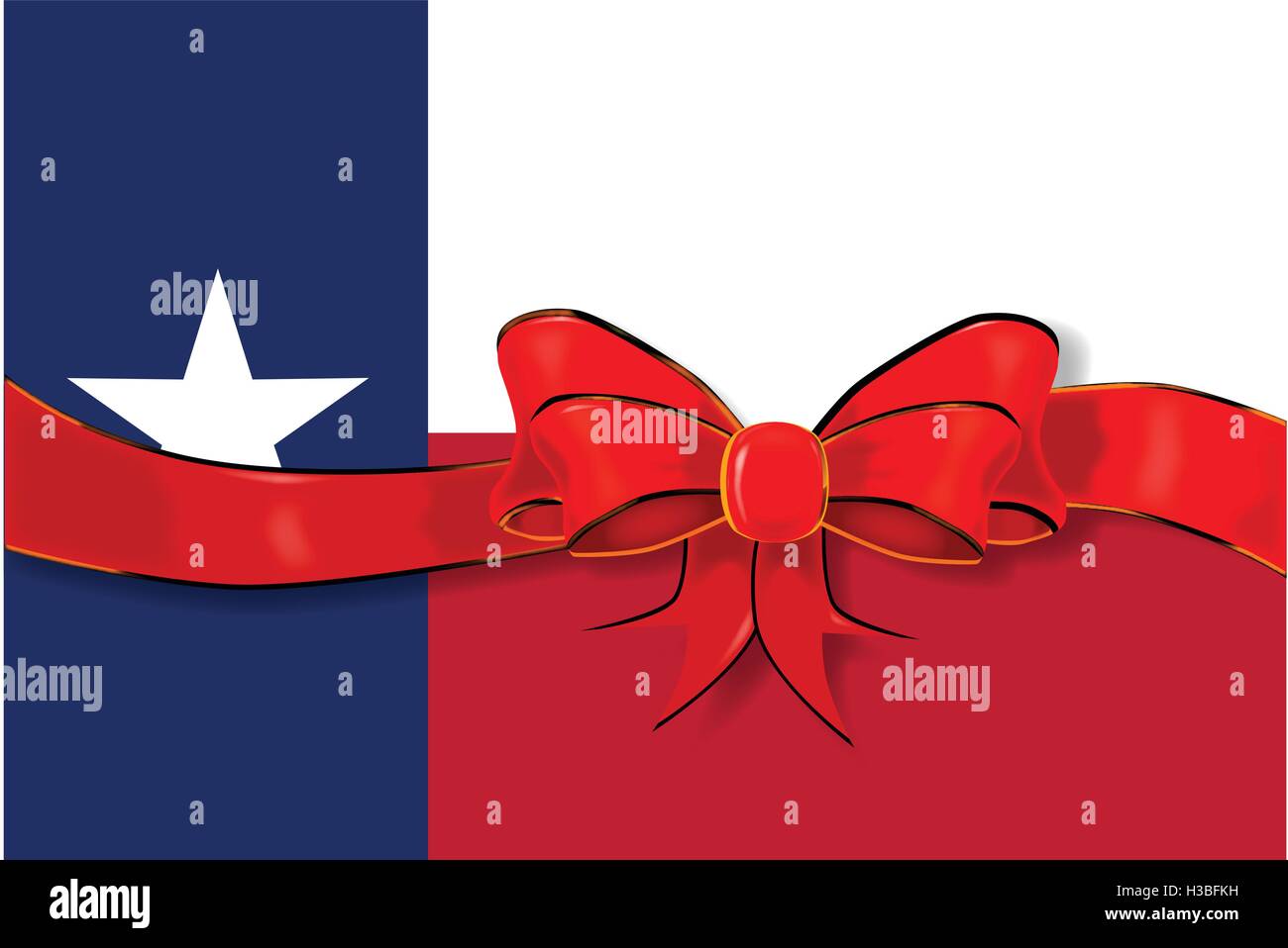 The flag of the USA state of TEXAS with red ribbon Stock Vector Image ...